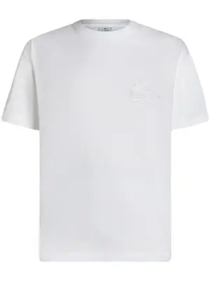 Etro Logo-embroidered Cotton T-shirt - White