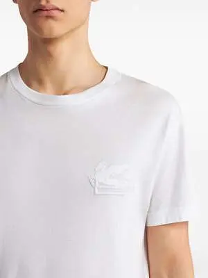 Etro Logo-embroidered Cotton T-shirt - White