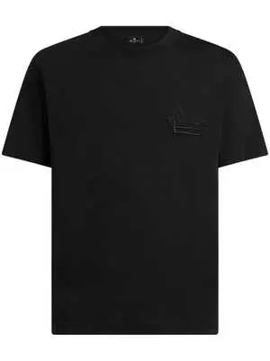 Etro Logo-embroidered Cotton T-shirt - Black