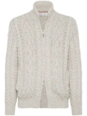 Brunello Cucinelli Cable-knit Zip-up Cardigan - Neutrals