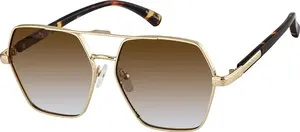 Zenni Sunglasses With Geometric Full Rim Frame Gold