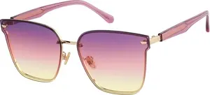 Zenni Sunglasses With Geometric Full Rim Frame - Pink