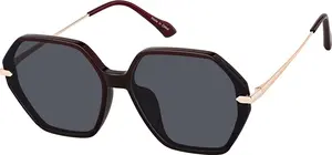 Zenni Sunglasses With Geometric Full Rim Frame Red