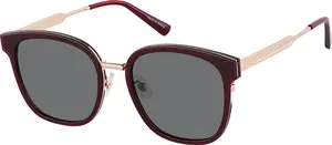Zenni Sunglasses With Geometric Full Rim Frame - Red