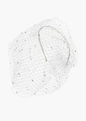 JENNIFER BEHR Crystal Beehive Voilette Headband - Cream
