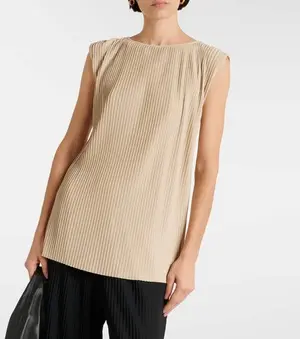 Max Mara Cambusa Pleated Top - Beige