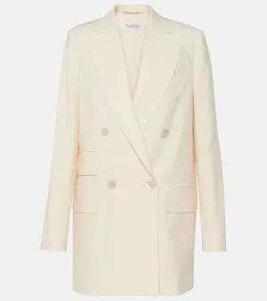 Max Mara Double-breasted Virgin Wool Blazer - White