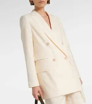 Max Mara Double-breasted Virgin Wool Blazer - White