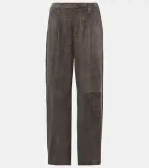 Brunello Cucinelli Suede Straight Pants