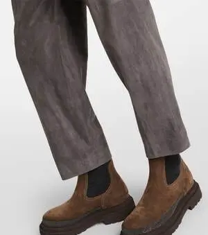 Brunello Cucinelli Suede Straight Pants