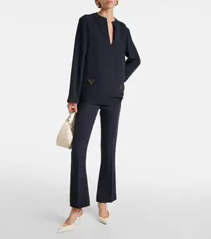 Valentino Garavani Cady Couture High-rise Flared Pants - Blue