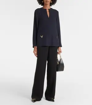 Valentino Garavani Vgold Cady Couture Top - Blue
