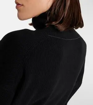 Brunello Cucinelli Wool, Cashmere, And Silk Turtleneck Sweater - Black
