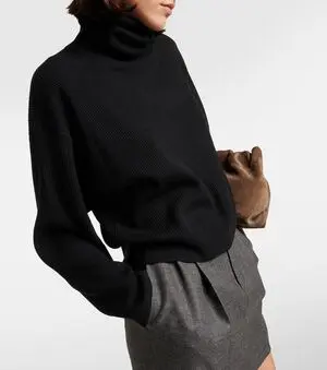 Brunello Cucinelli Wool, Cashmere, And Silk Turtleneck Sweater - Black