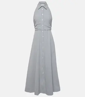 Veronica Beard Mackey Striped Cotton Maxi Dress - Blue
