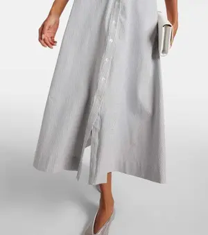 Veronica Beard Mackey Striped Cotton Maxi Dress - Blue