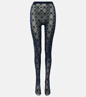 MARINE SERRE Moon Mesh Tights - Blue