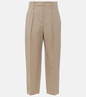 Brunello Cucinelli Wool-blend Straight Pants - Beige