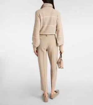 Brunello Cucinelli Wool-blend Straight Pants - Beige