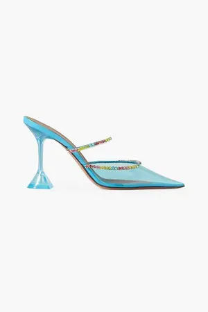 Amina Muaddi Amina Muaddi Gilda Crystal Embellished PVC Mules - Azure