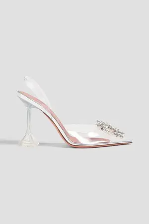 Amina Muaddi Amina Muaddi Begum Crystal-Embellished PVC Slingback Pumps - Clear