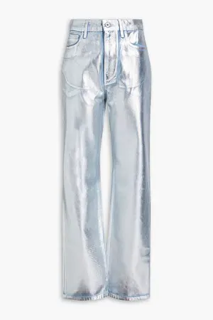 Rabanne Coated Metallic Bootcut Jeans - Silver