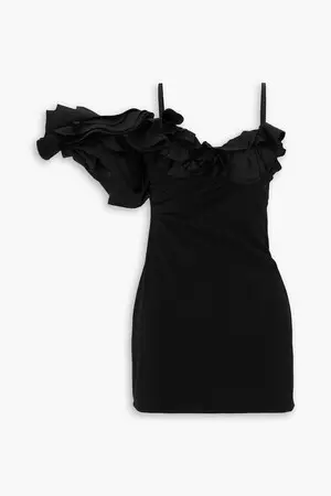 Jacquemus JACQUEMUS Duna Ruffled Wool-Blend Mini Dress - Black