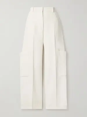Khaite Caiton Grain De Poudre Wide-leg Trousers - White