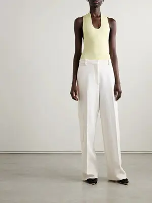 Khaite Caiton Grain De Poudre Wide-leg Trousers - White