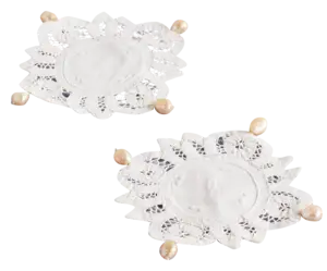 GOHAR WORLD Set Of Two Pearl-embellished Cotton-lace Coasters