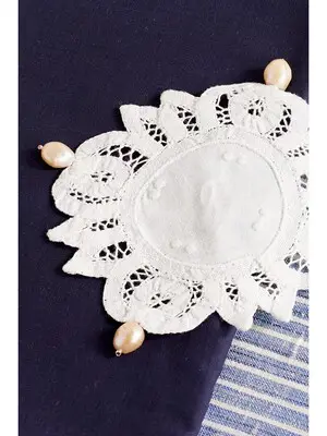 GOHAR WORLD Set Of Two Pearl-embellished Cotton-lace Coasters