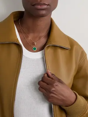 REPOSSI Antifer Rose Gold, Malachite And Diamond Necklace - Green