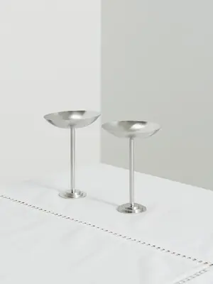 GOHAR WORLD Set Of Two -tone Dessert Coupes - Silver