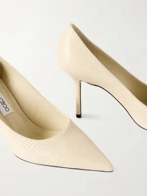 JIMMY CHOO Love 85 Lizard-effect Leather Point-toe Pumps