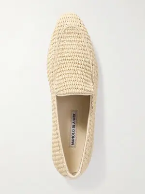 Manolo Blahnik Pitakara Raffia Loafers - Neutrals