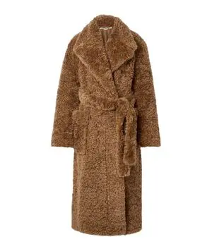 Stella McCartney Teddy Belted Double-breasted Faux Shearling Long Coat