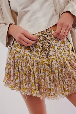 Free People Printed Mini Skort - Ditzy Ivory Combo