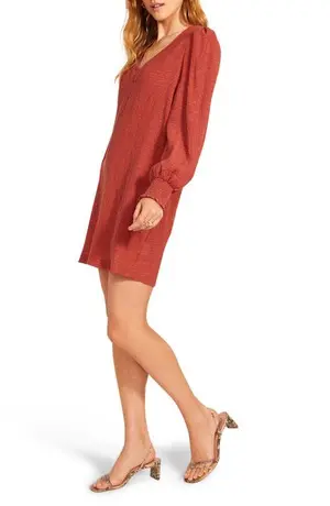 Steve Madden Bb Dakota X Ruston Textured Long Sleeve Shift Minidress