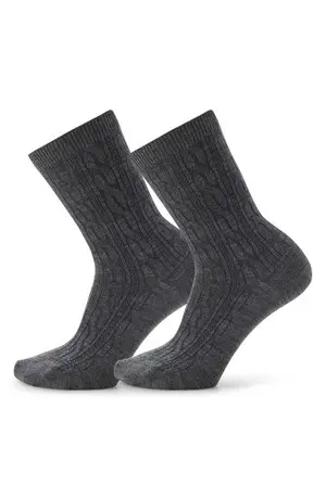 Smartwool Everyday 2-pack Wool Blend Cable Crew Socks - Medium Gray