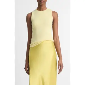 Vince Vince Sleeveless Ribbed Cotton Shell Citrines
