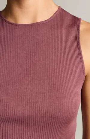 Vince Sleeveless Ribbed Cotton Shell - Deep Mauve