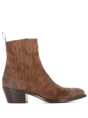 Sartore Suede Cowboy Boots - Brown