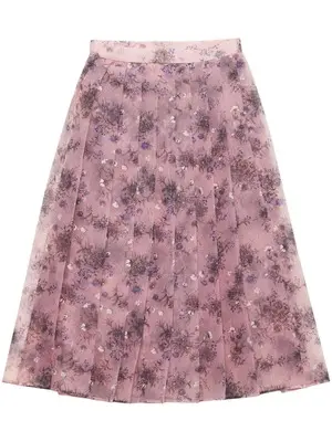 Prada Floral-print Pleated Skirt
