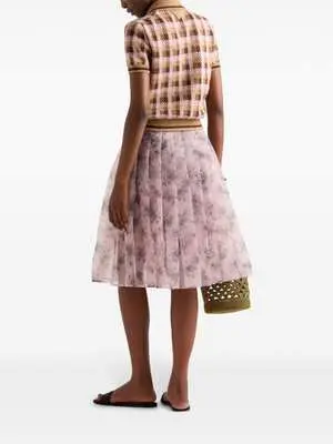 Prada Floral-print Pleated Skirt