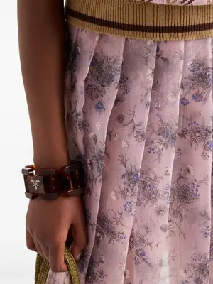 Prada Floral-print Pleated Skirt