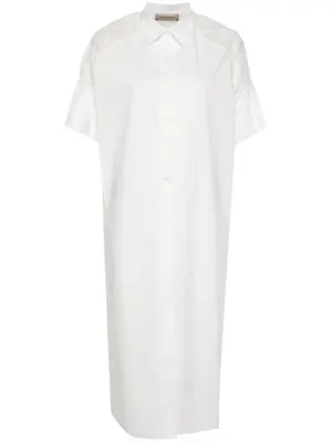 GENTRYPORTOFINO Sheer-paneled Maxi Shirt Dress - White