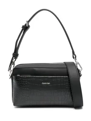 Calvin Klein Embossed Crocodile-effect Logo Plaque Shoulder Bag