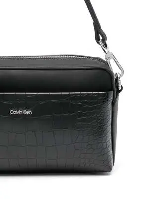 Calvin Klein Embossed Crocodile-effect Logo Plaque Shoulder Bag