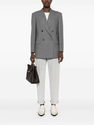 Brunello Cucinelli Pinstriped Wool Blazer - Grey