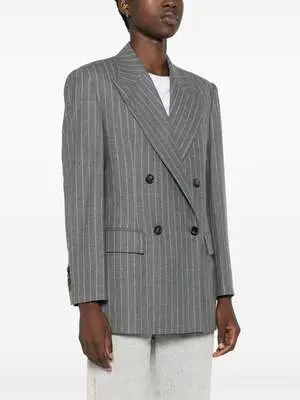 Brunello Cucinelli Pinstriped Wool Blazer - Grey